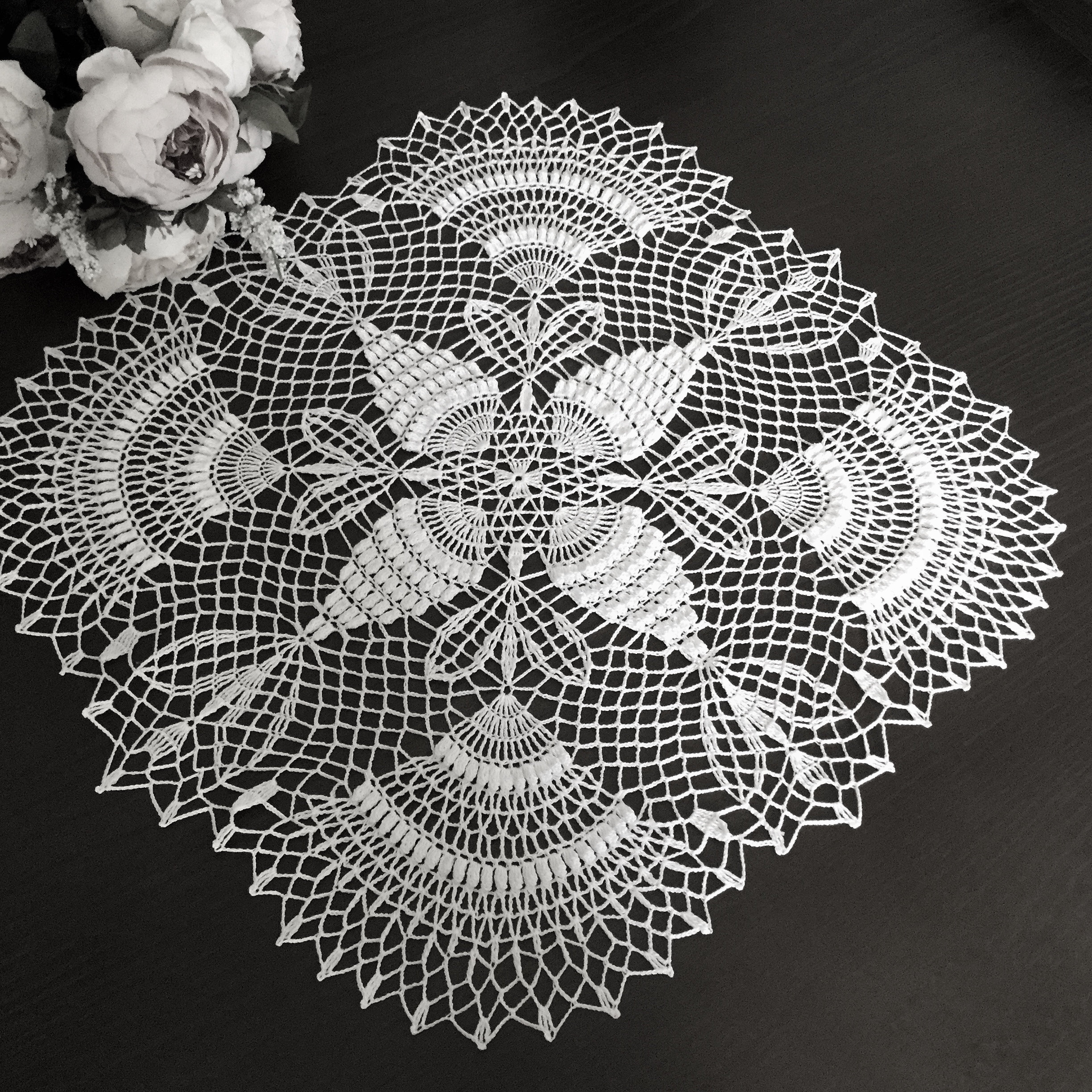 Crochet doily pattern crochet square doily step by step | Etsy