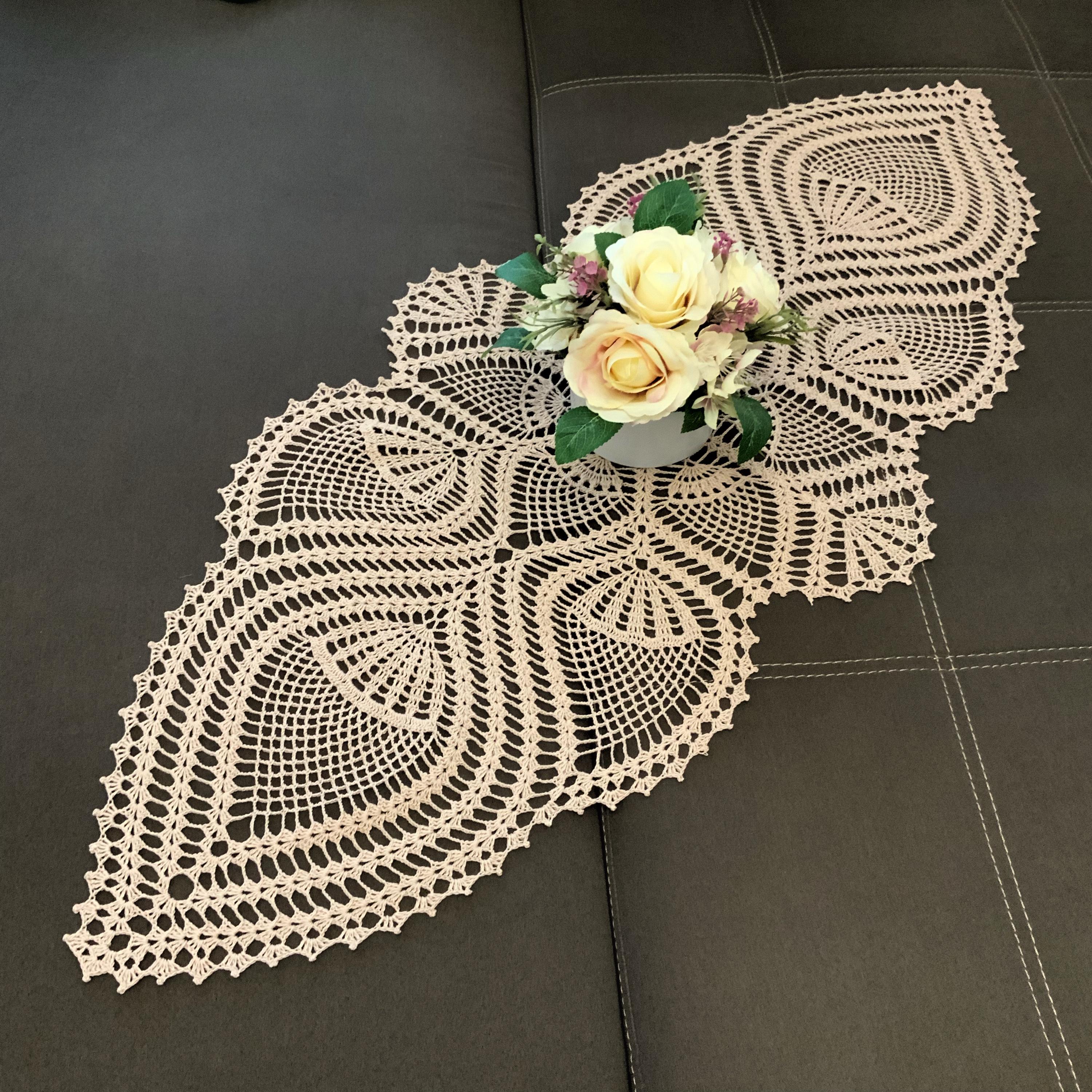 Crochet Oval Pineapple Table Runner Pattern - Crochet Diagram for ...