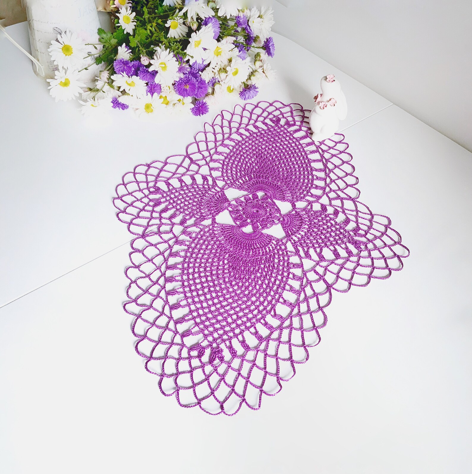 Crochet Pattern, Pineapple Runner Doily Pattern, Pineapple Doily, Table ...