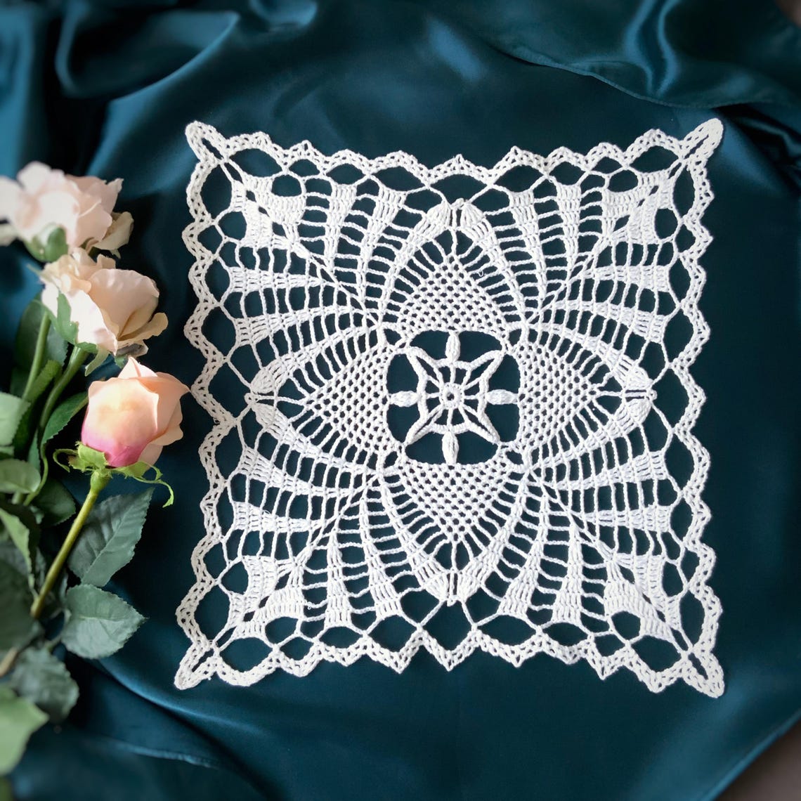 Square Doily Crochet Pattern - Crochet Lace Bedspread Pattern - Crochet ...