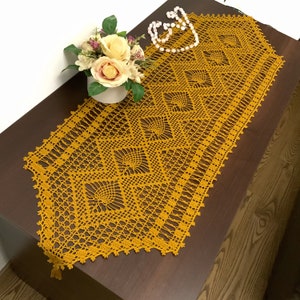 Filet Crochet Pattern for Table Runner, Crochet Doily Pattern, Crochet ...