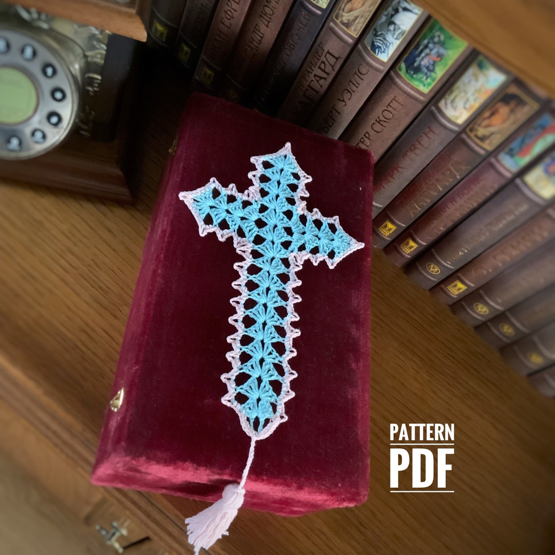 Bible Crochet Pattern, Cross Bookmark Crochet Pattern, Bible Bookmark ...