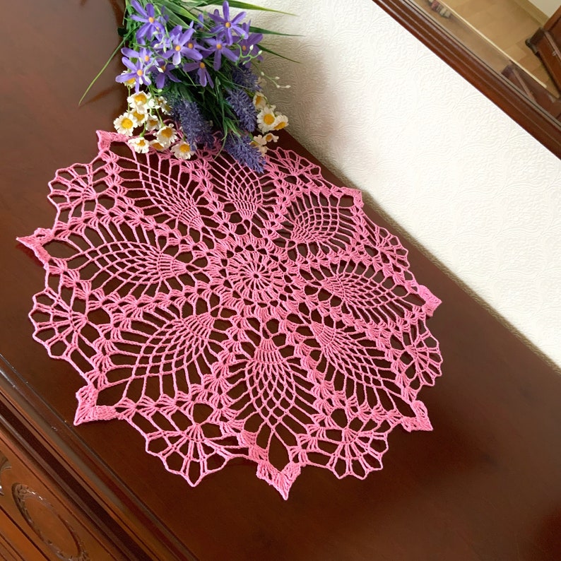 Crochet Pattern for Pineapple Doily, Round Lace Doily Pattern, Row by ...