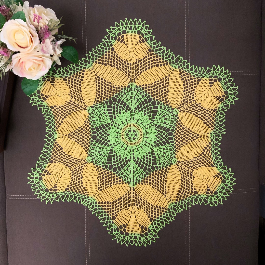 Tulip Doily Crochet Pattern - Easy Hexagonal Pattern Crochet Doily ...
