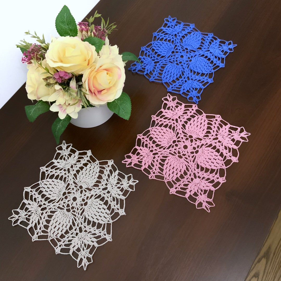 Crochet Pattern for Small Square Lace Doily, Crochet Square Pineapple ...