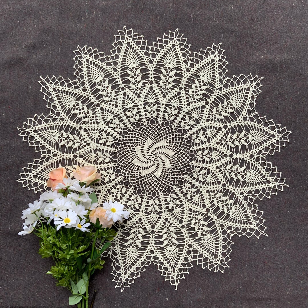 Pinwheel Crochet Doily Pattern- Large Table Crochet Doily - Pineapple ...