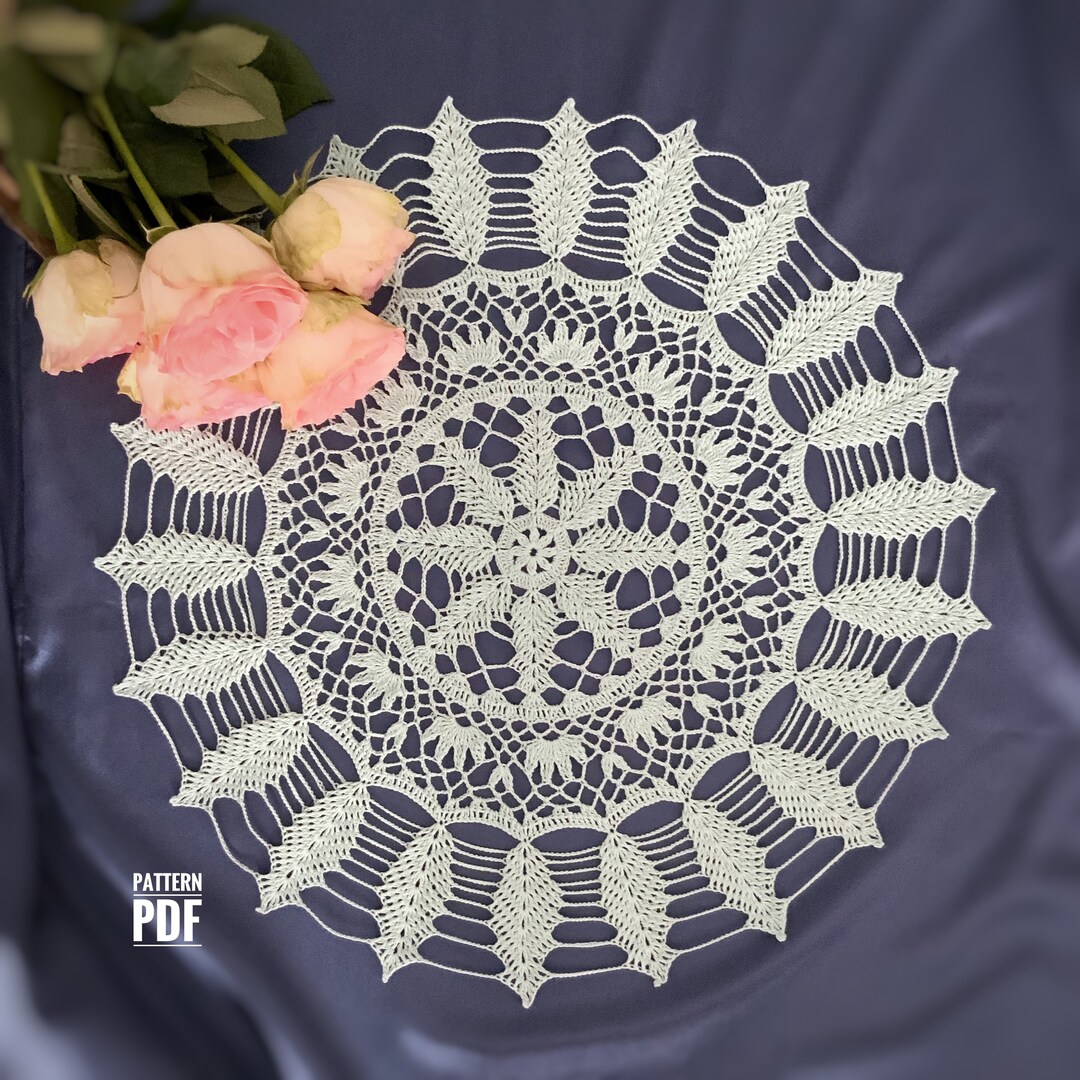 Crochet Pattern Doily of Leaves, Round Lace Doilies Pattern, Vintage Doilies Crochet, PDF ...
