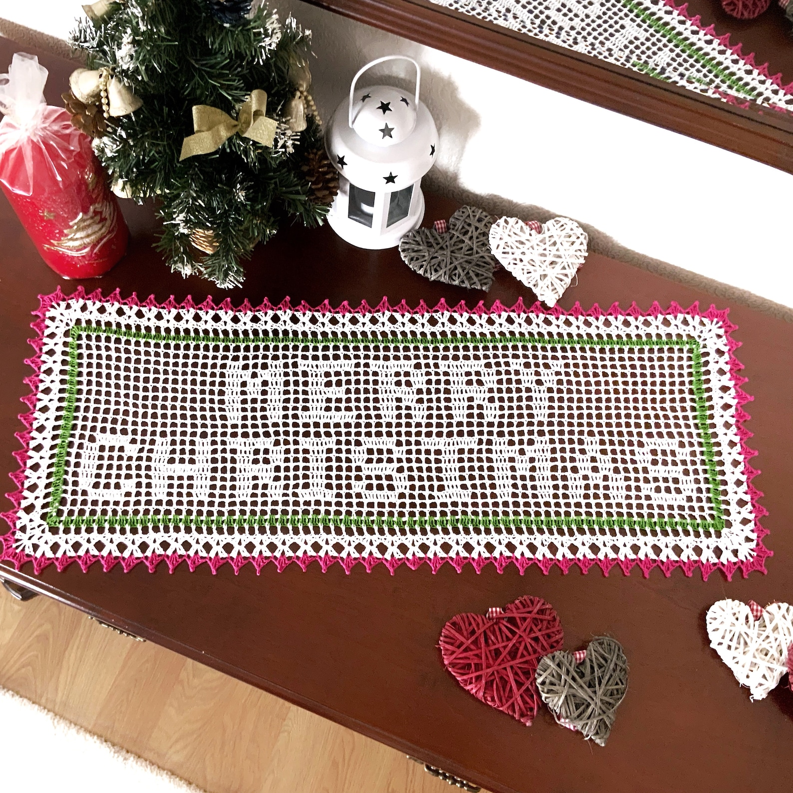 Christmas Crochet Pattern, Filet Crochet Doily, Christmas Holiday ...