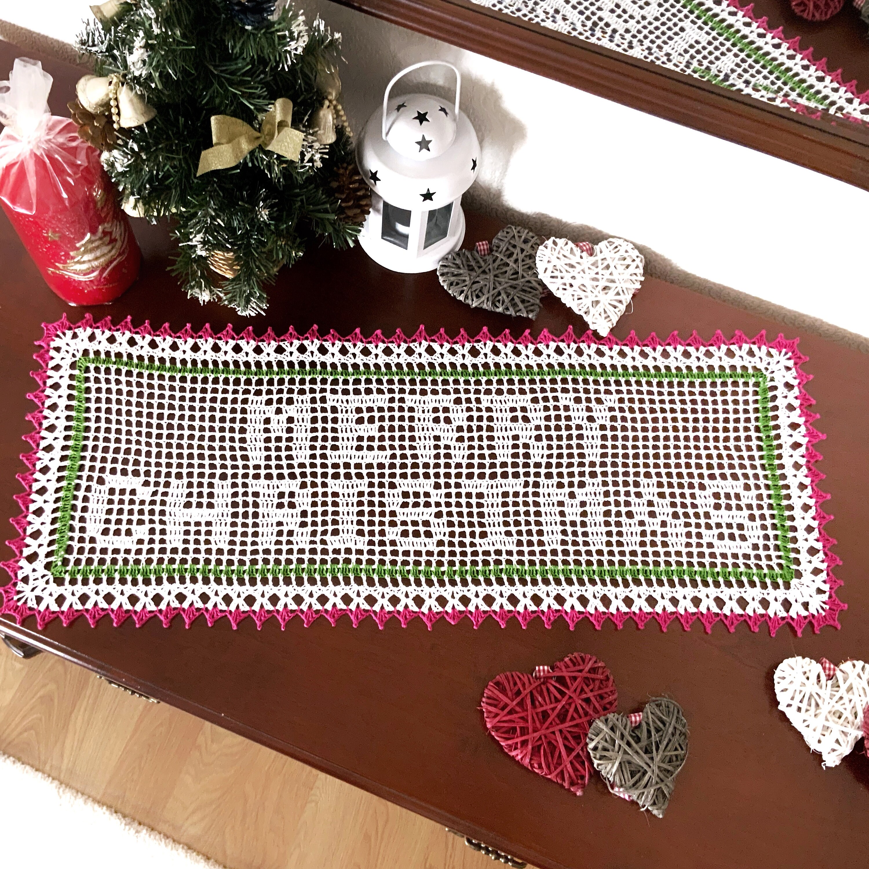 Christmas Crochet Pattern, Filet Crochet Doily, Christmas Holiday ...