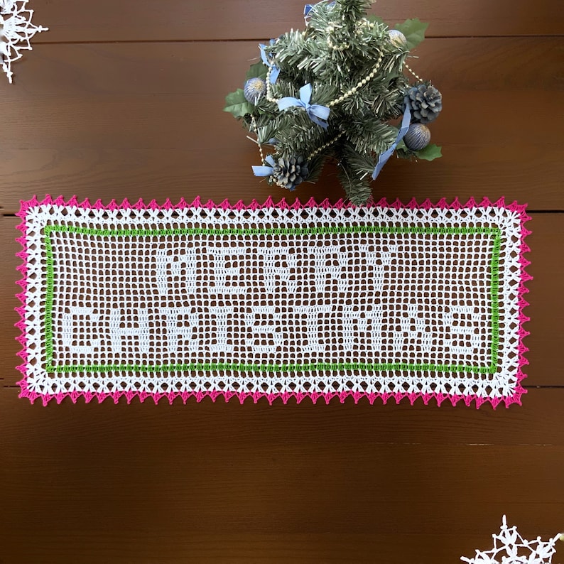 Christmas Crochet Pattern, Filet Crochet Doily, Christmas Holiday ...