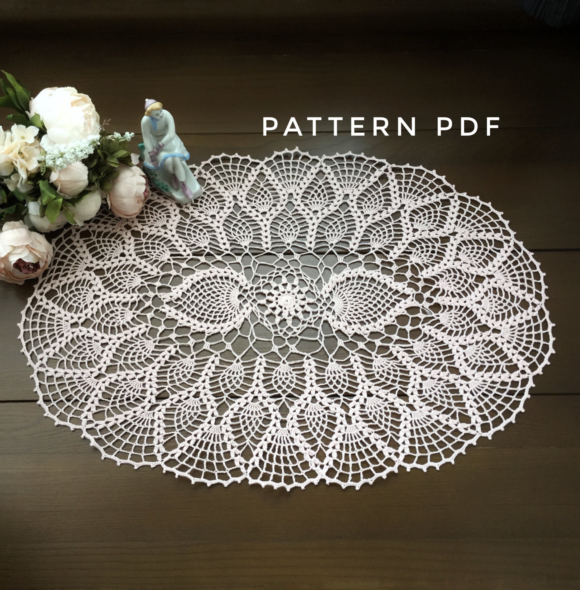 PDF oval doily pattern large lace oval with pineapples | Etsy