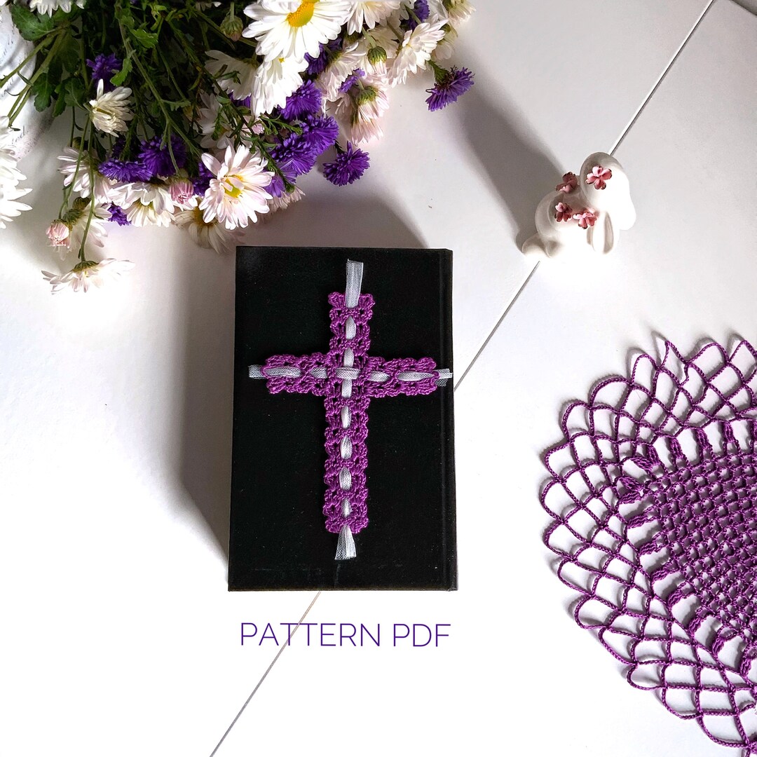 Crochet Pattern for Cross Bookmark, Bible Bookmark Patterns, Baptism ...