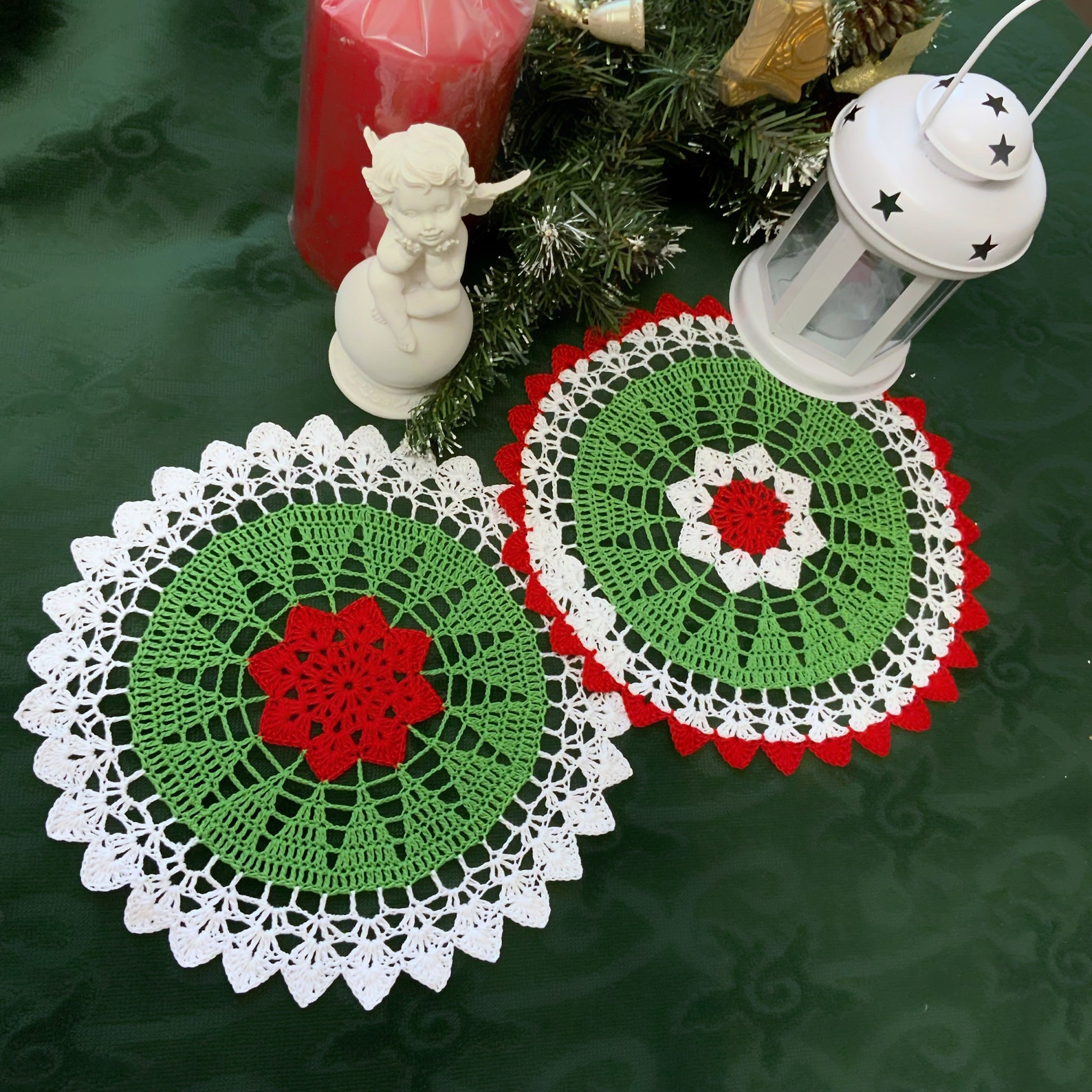 Crochet Pattern for Christmas Doily, Crochet Lace Doily, Christmas ...