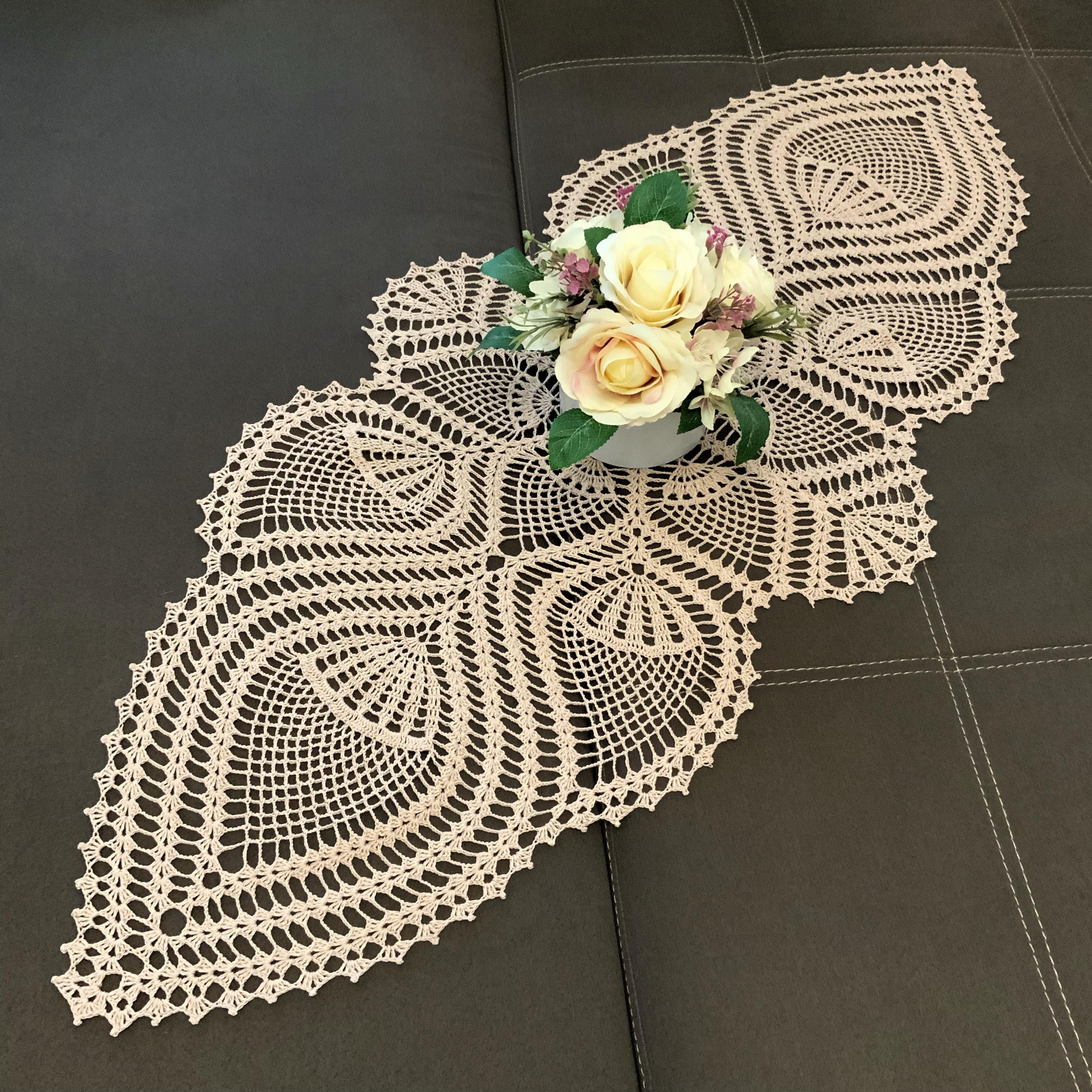 Crochet Oval Pineapple Table Runner Pattern - Crochet Diagram for ...