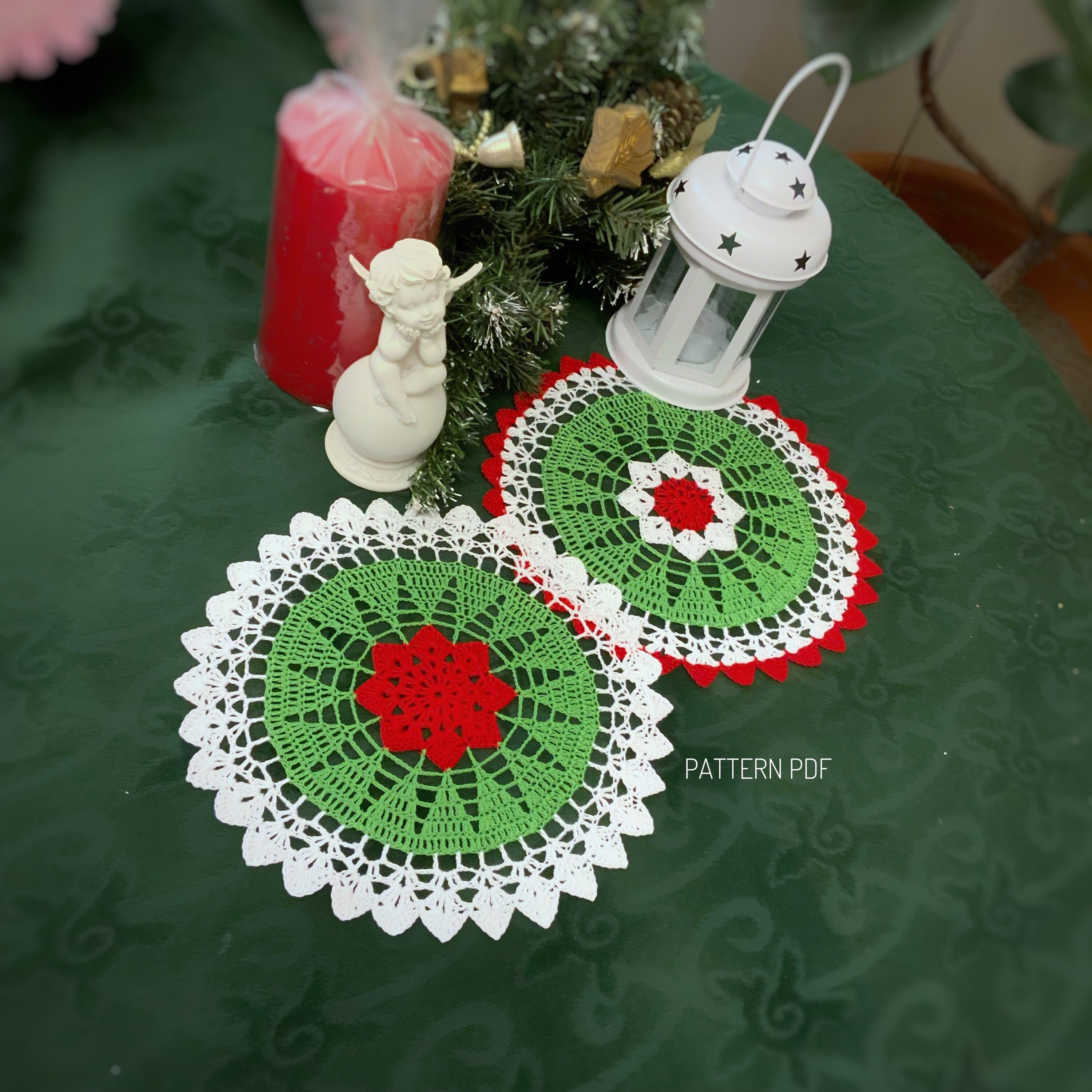 Crochet Pattern for Christmas Doily, Crochet Lace Doily, Christmas ...