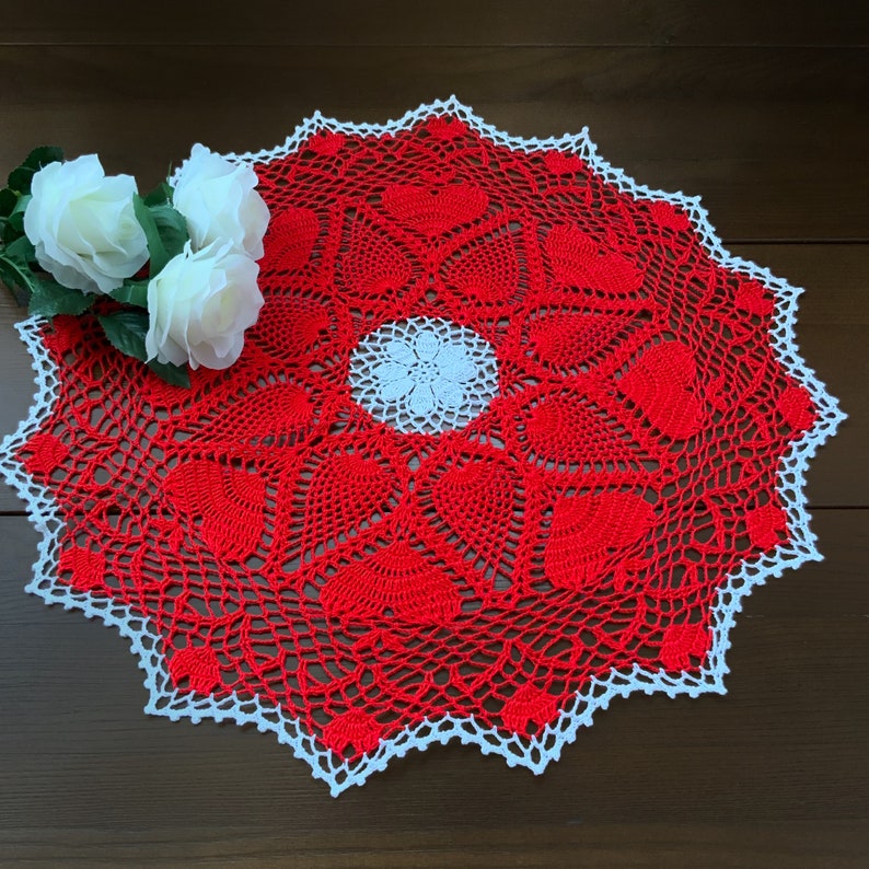 Crochet Pattern for Hearts Doily Valentines Doily Heart - Etsy