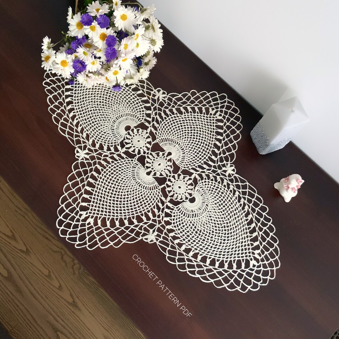 Oval Table Runner Crochet Pattern - Pineapple Oval Doily Pattern ...