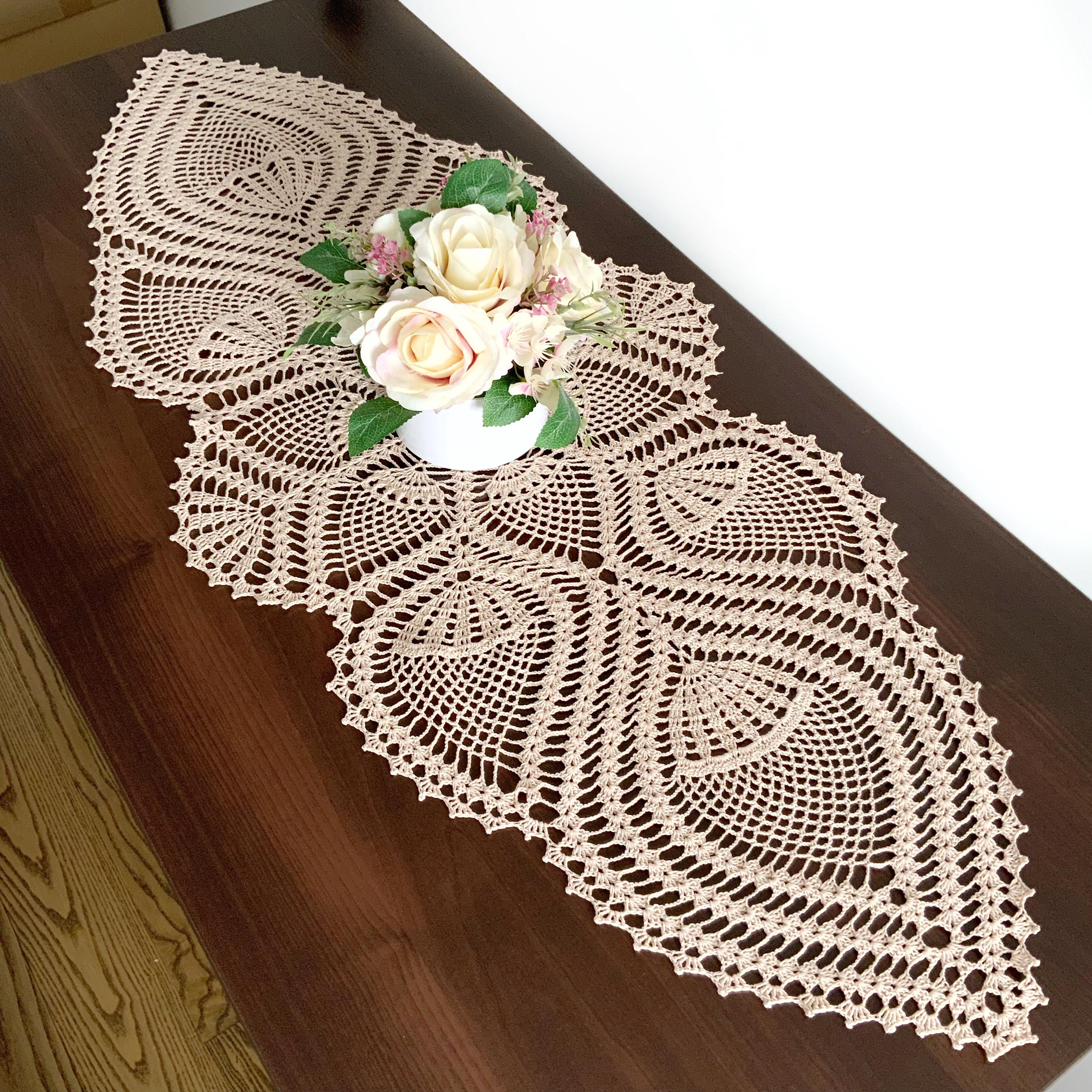 Crochet Oval Pineapple Table Runner Pattern - Crochet Diagram for ...