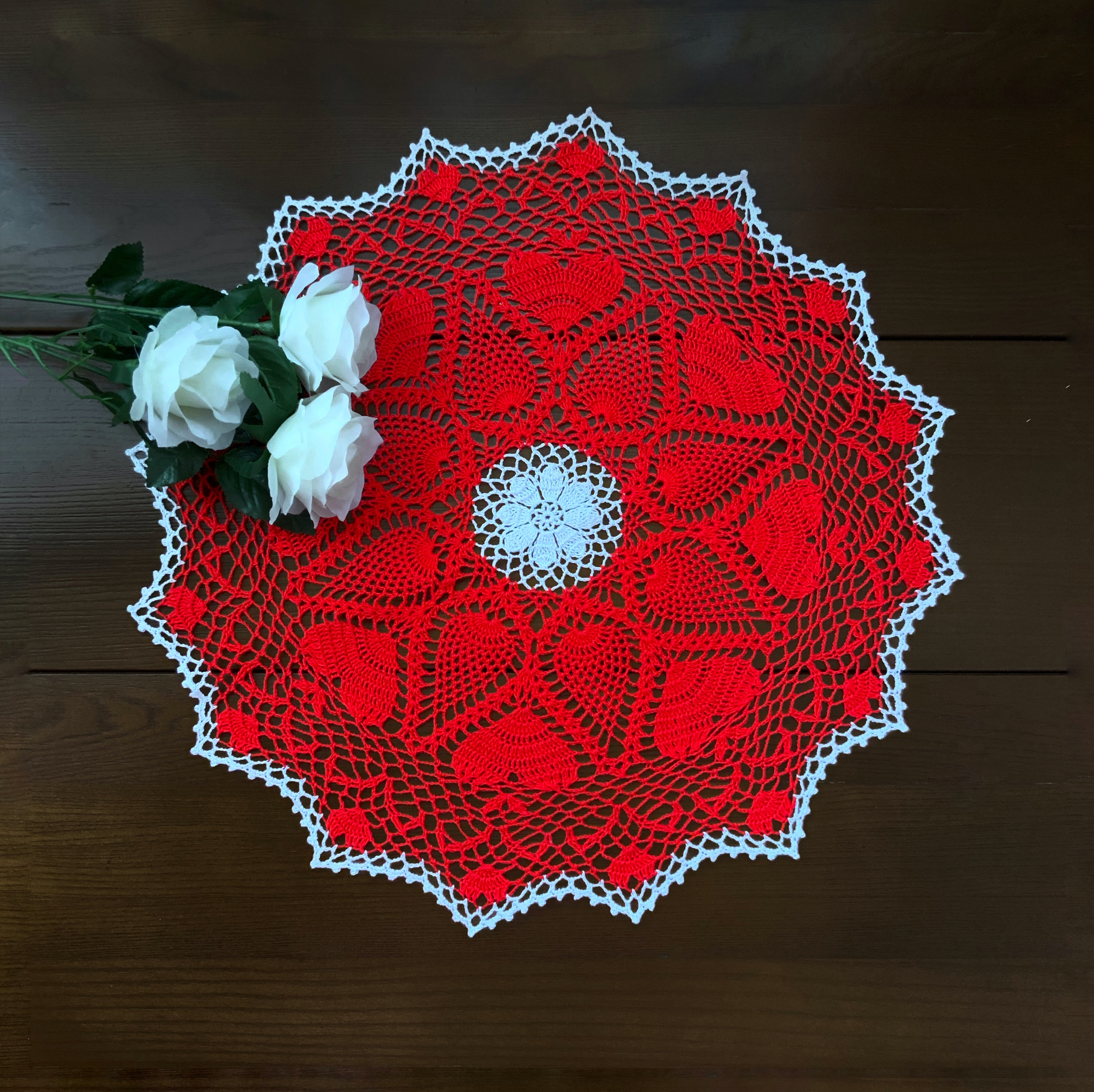 Crochet Pattern for Hearts Doily, Valentine’s Doily, Heart Pattern ...