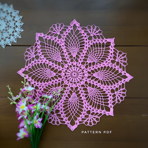 Crochet Pattern for Pineapple Doily Round Doily Row by Row - Etsy