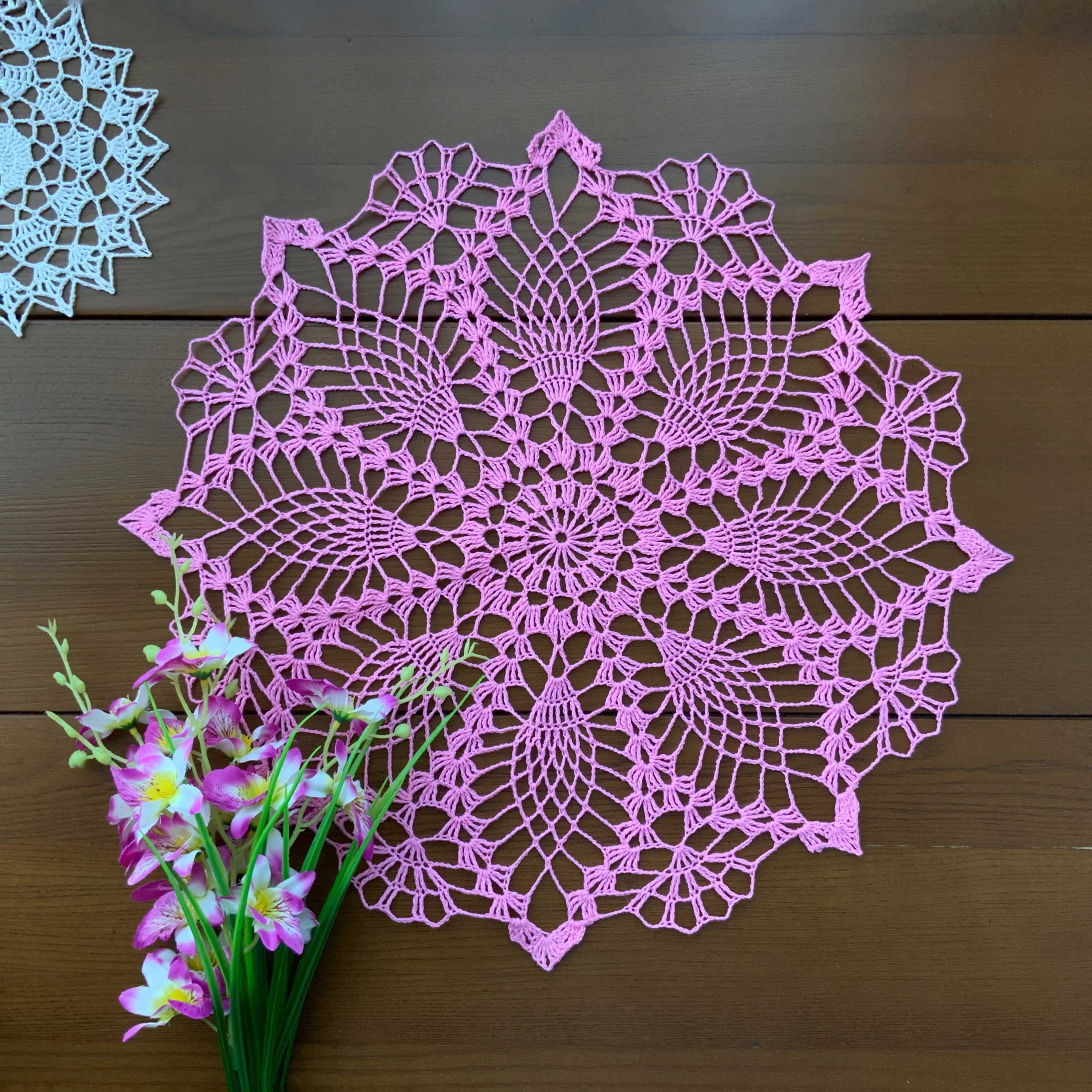 Crochet Pattern for Pineapple Doily, Round Lace Doily Pattern, Row by ...