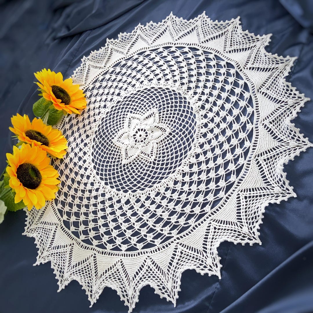 Pattern for Crochet Round Doily - Crochet Doily Pattern Large - Written ...