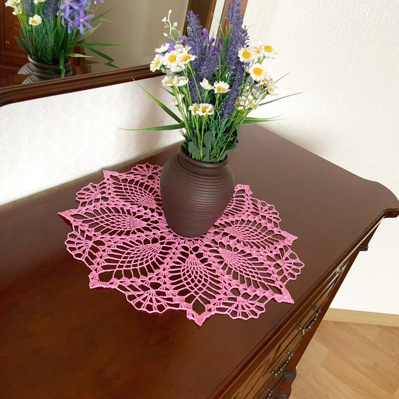Crochet Pattern for Pineapple Doily, Round Lace Doily Pattern, Row by ...