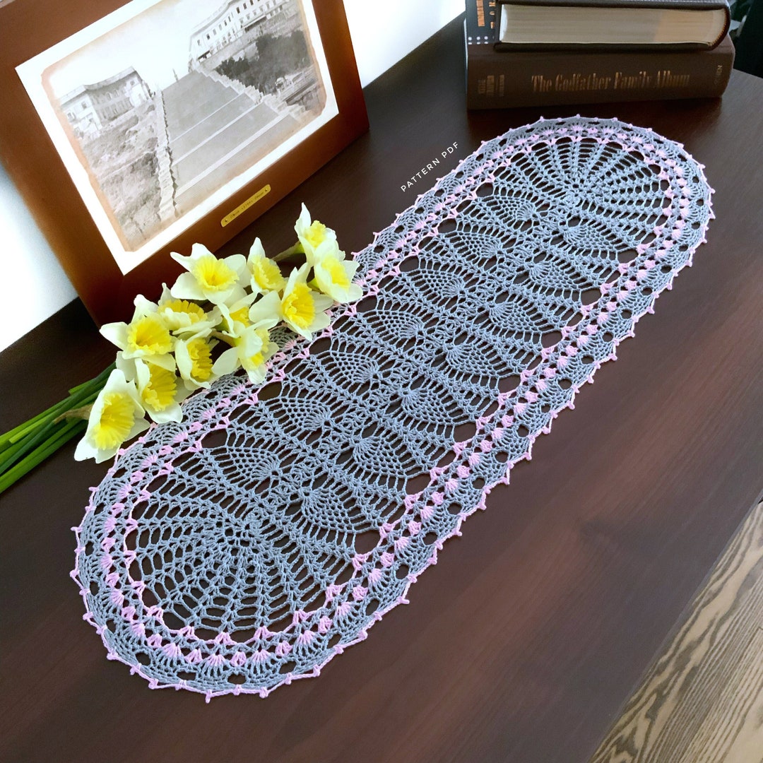 Pineapple Crochet Table Runner Pattern, Crochet Doily Pattern, Digital ...