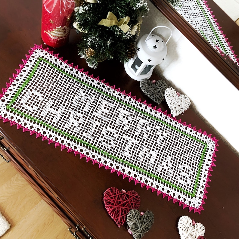 Christmas Crochet Pattern, Filet Crochet Doily, Christmas Holiday ...