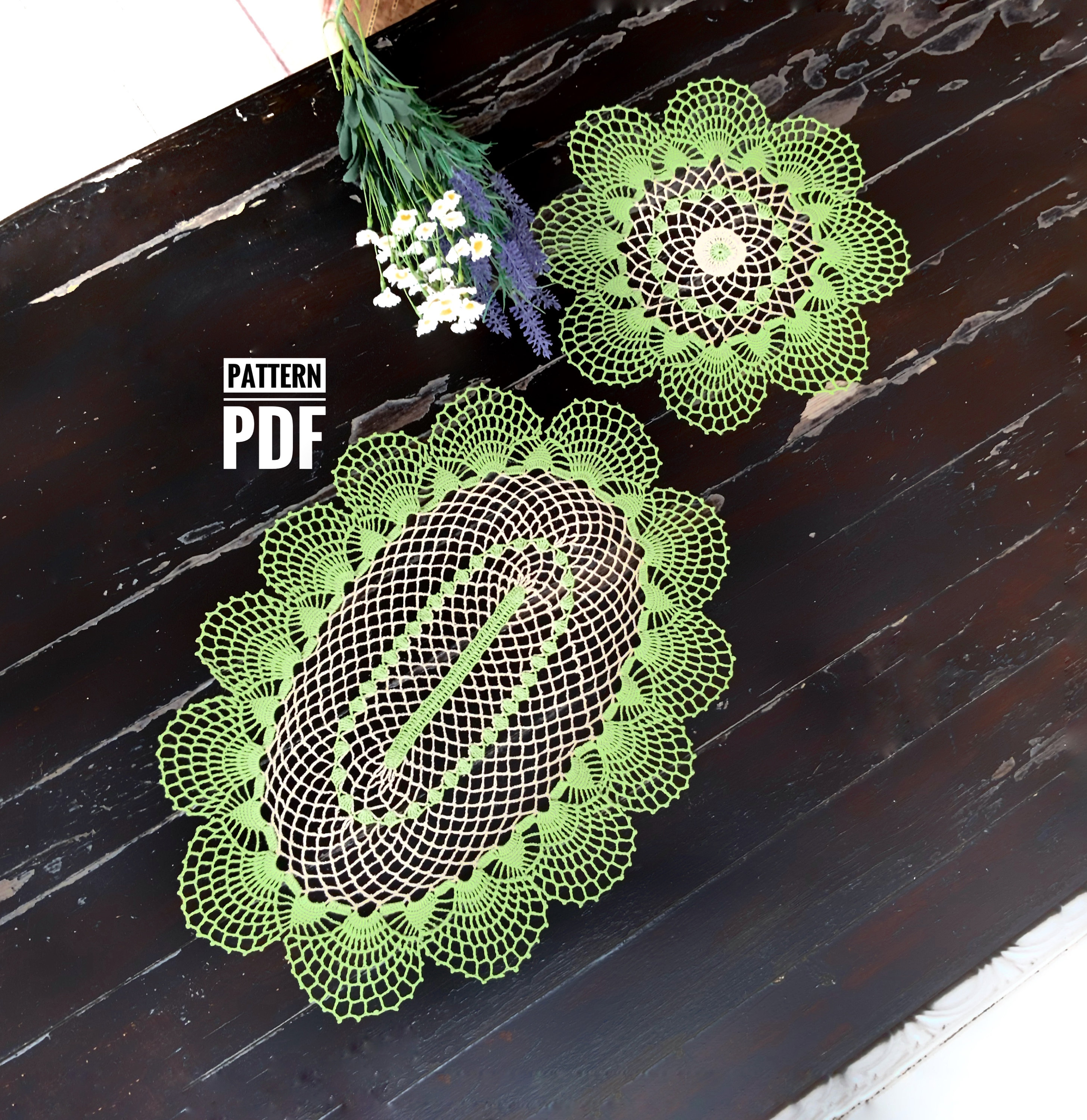 PDF Set of 2 Crochet Pattern Oval Doily Pattern Vintage | Etsy