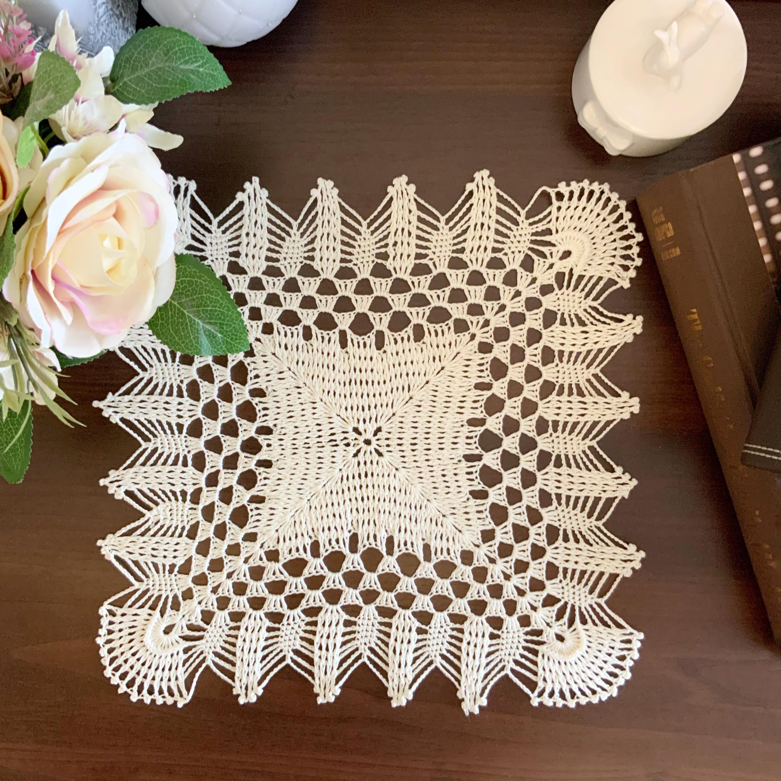 Crochet Pattern Square Doily, Rectangle Crochet Doily Pattern, Easy ...