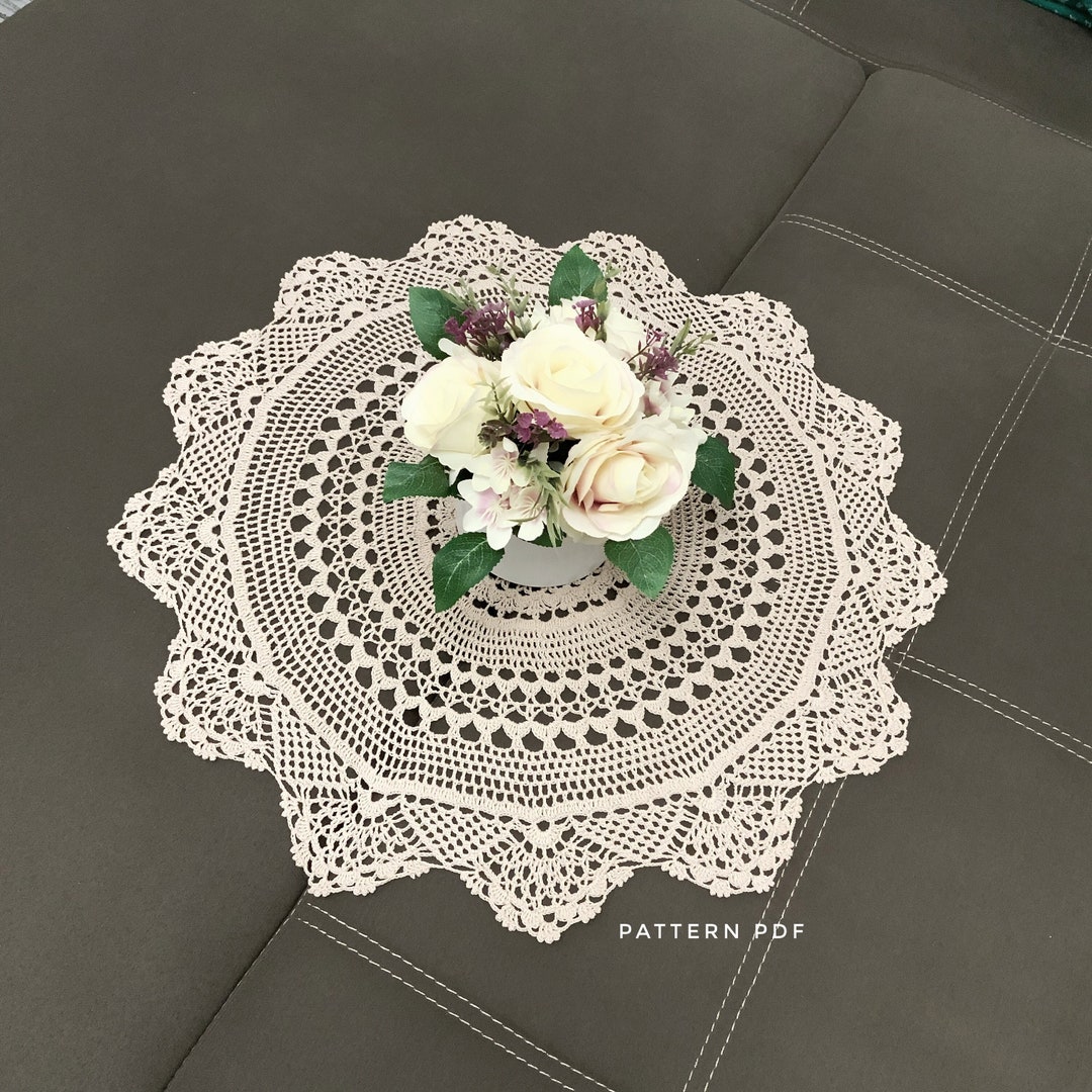 Round Doily Crochet Pattern - Lace Crochet Tablecloth Pattern - Vintage ...