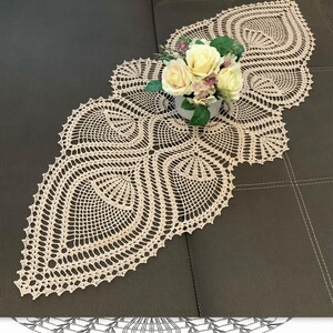 Crochet Oval Pineapple Table Runner Pattern - Crochet Diagram for ...