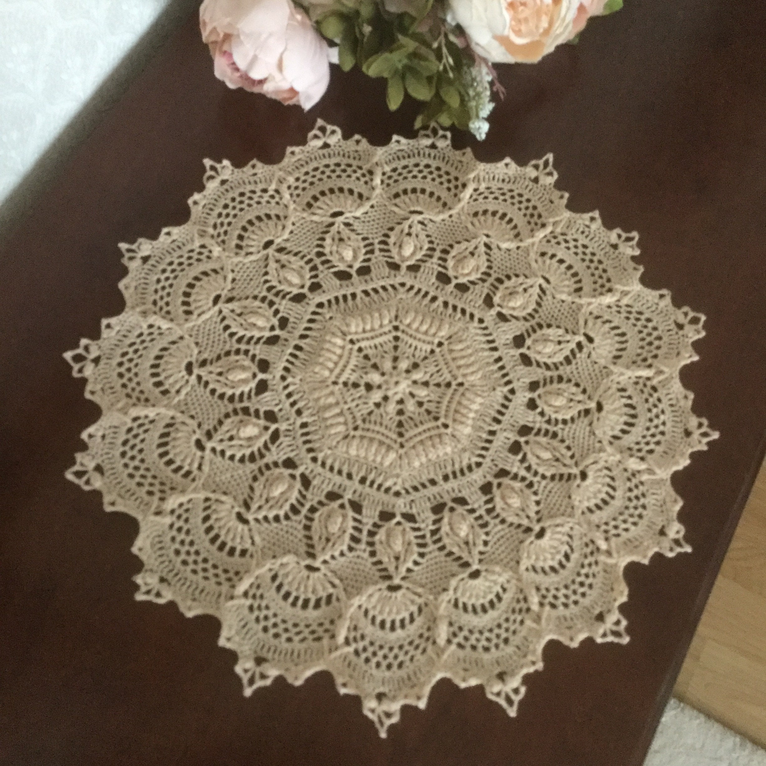 Ecru round crochet doilies Textured doily Boho bedroom ideas | Etsy