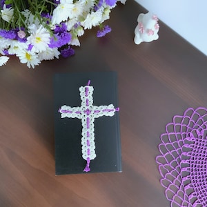 Crochet Pattern for Cross Bookmark, Bible Bookmark Patterns, Baptism ...
