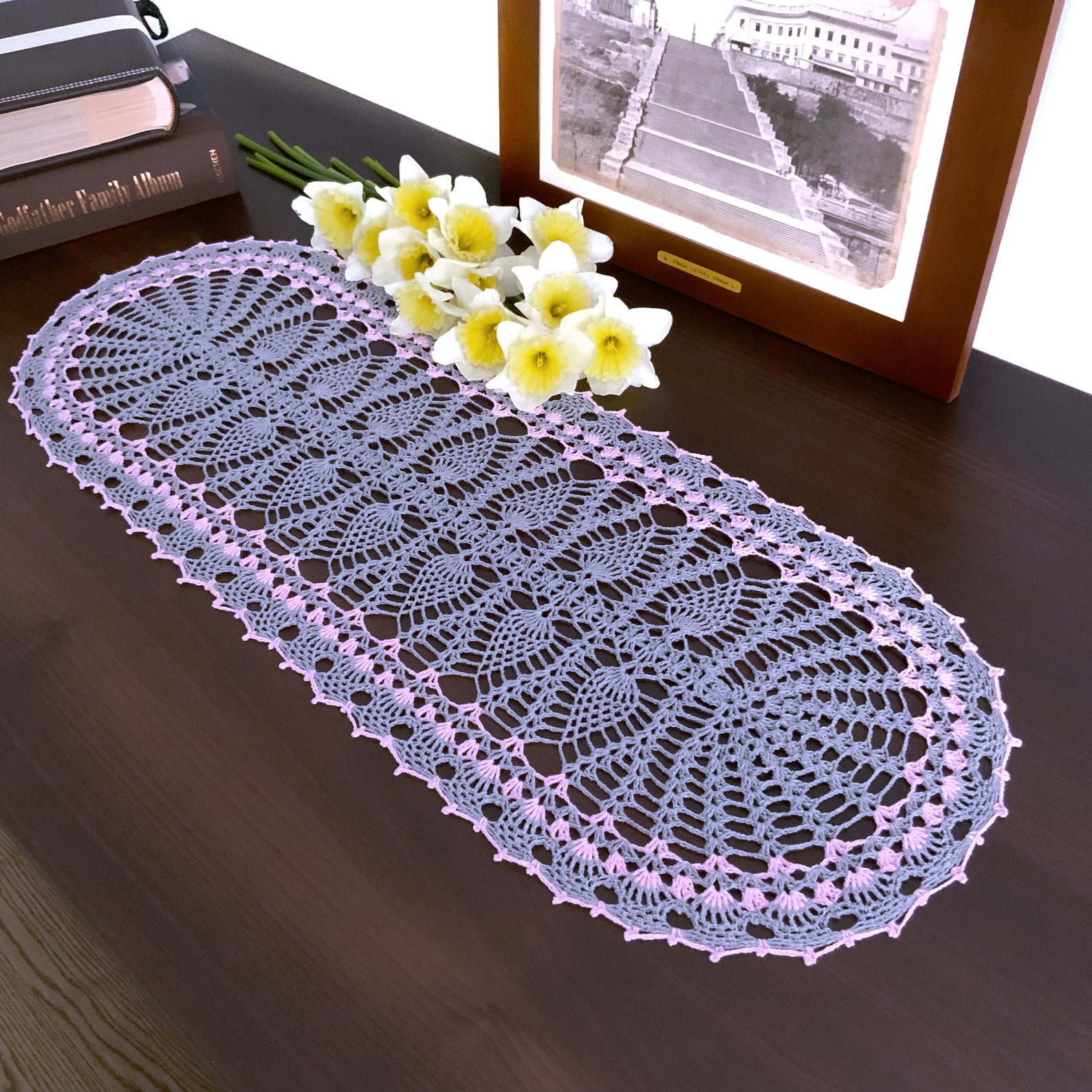 Pineapple Crochet Table Runner Pattern, Crochet Doily Pattern, Digital ...