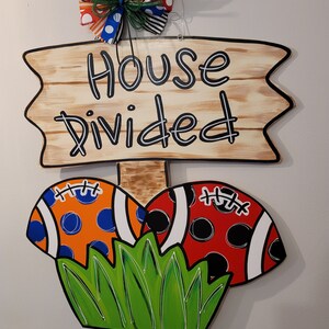 Football - 23x21 House Divided- Hand Painted - Wood Door Hanger, Pick ...