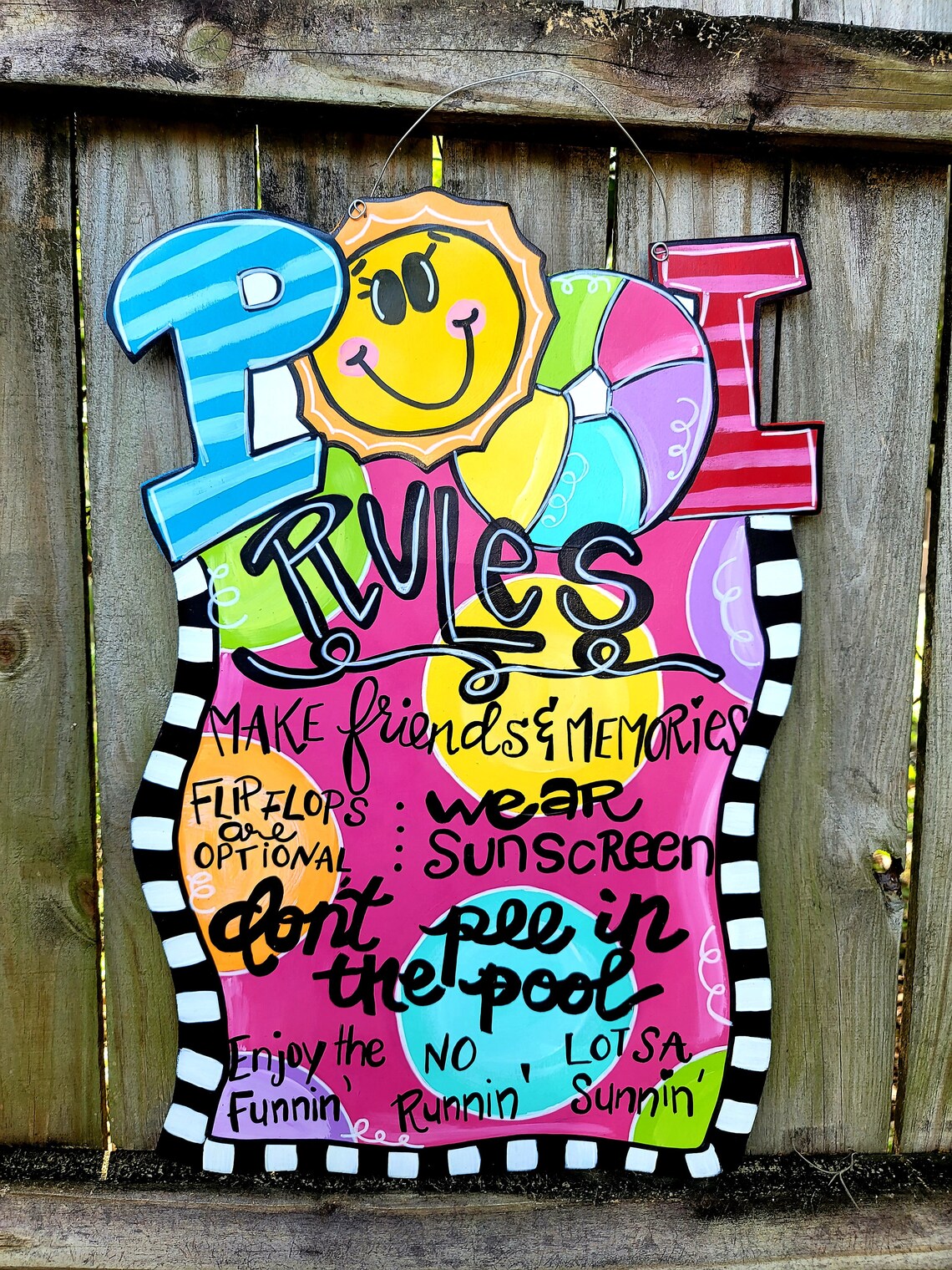 Door Hanger 17 X 24 Large Pool Rules Welcome Sign Wreath | Etsy