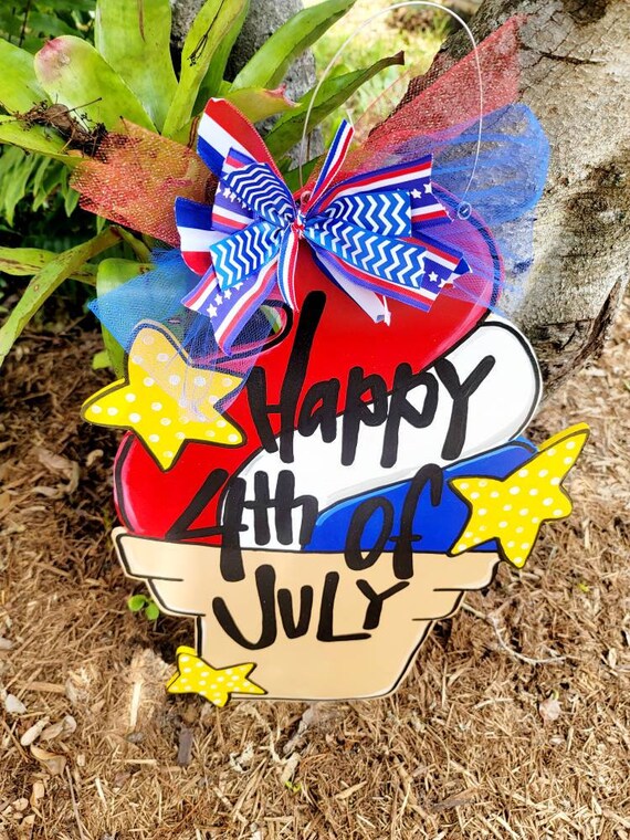 Ice Cream Cone 4th of July Independence Day Painted Wood Front | Etsy