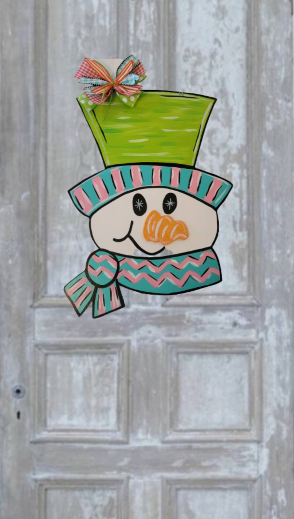 Snowman Head With Hat and Scarf Painted Door Hanger - Etsy