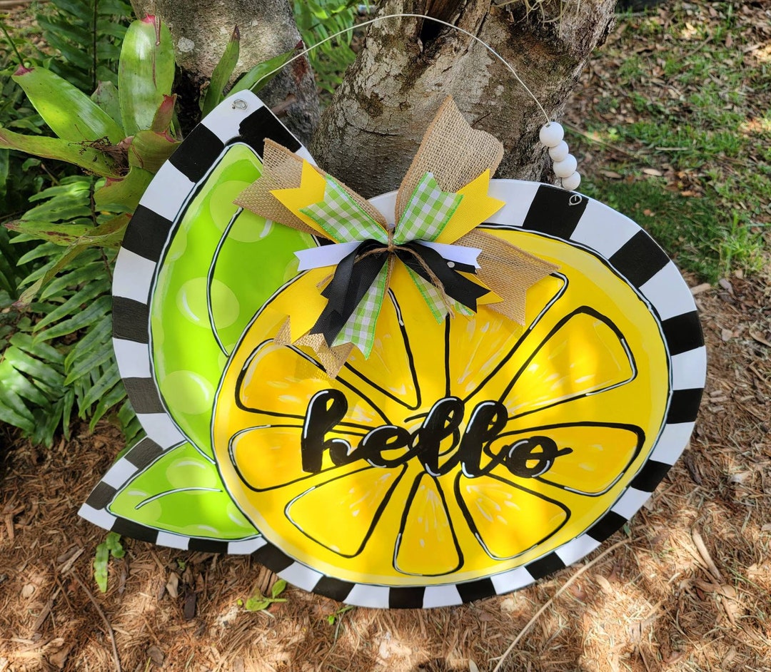 26 X 25 Large Hello Lemon Welcome Door Hanger Wreath Summer - Etsy