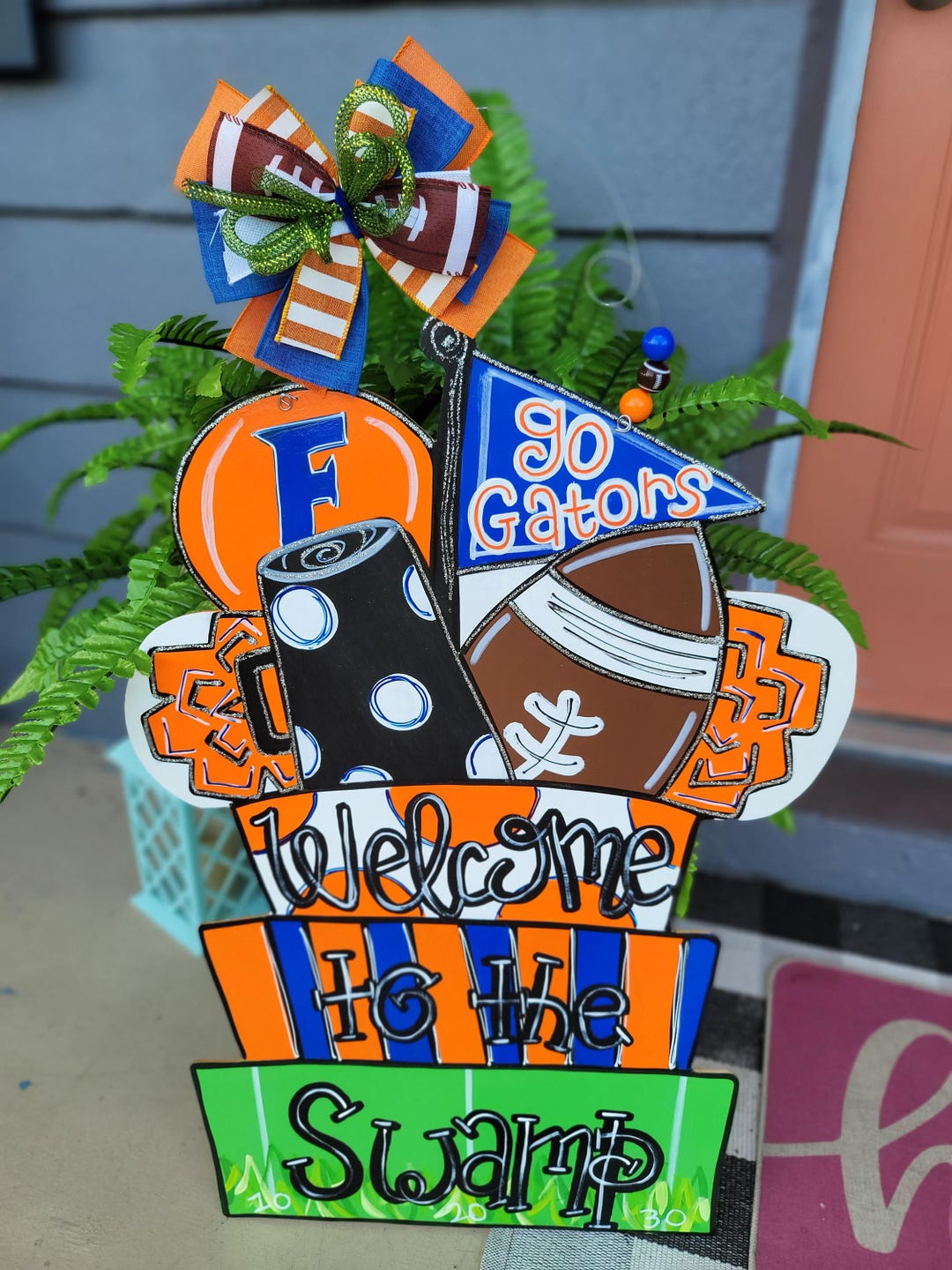 Welcome to the Swamp, 27x19 Gators, Wood Door Hanger, Pick Your Team ...