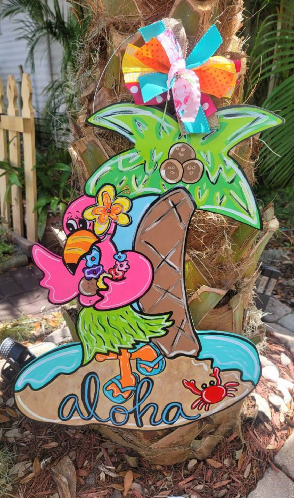 Fancy Beach Hula Flamingo Welcome Door Hanger Wreath Summer - Etsy