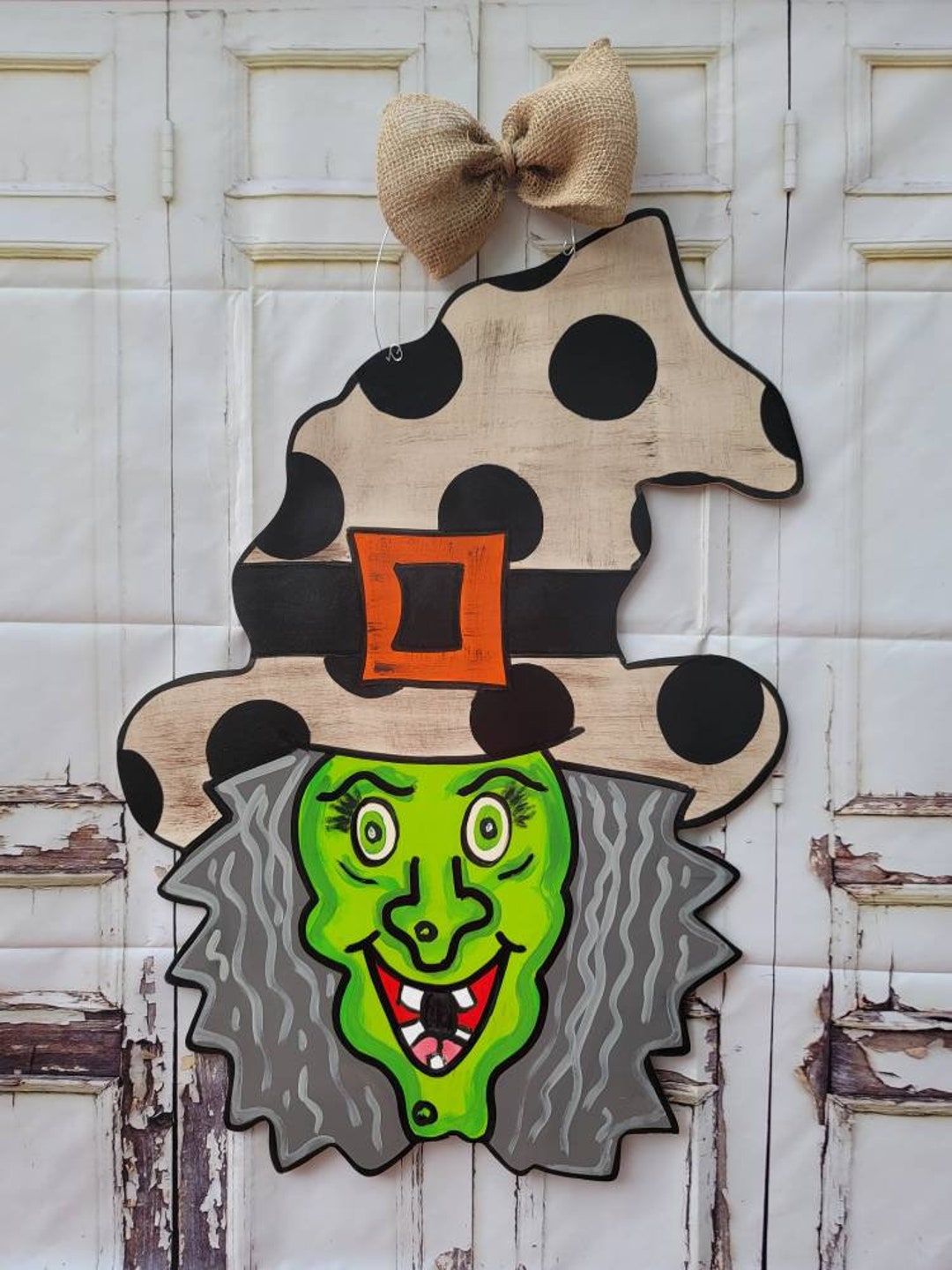 Halloween Witch Door Hanger, 30 X 21 Fall Door Hanger, Pumpkin Door ...