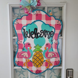 Summer Welcome Pineapple and Flamingo! 25" Tall X 16.5" Wide. Welcome ...