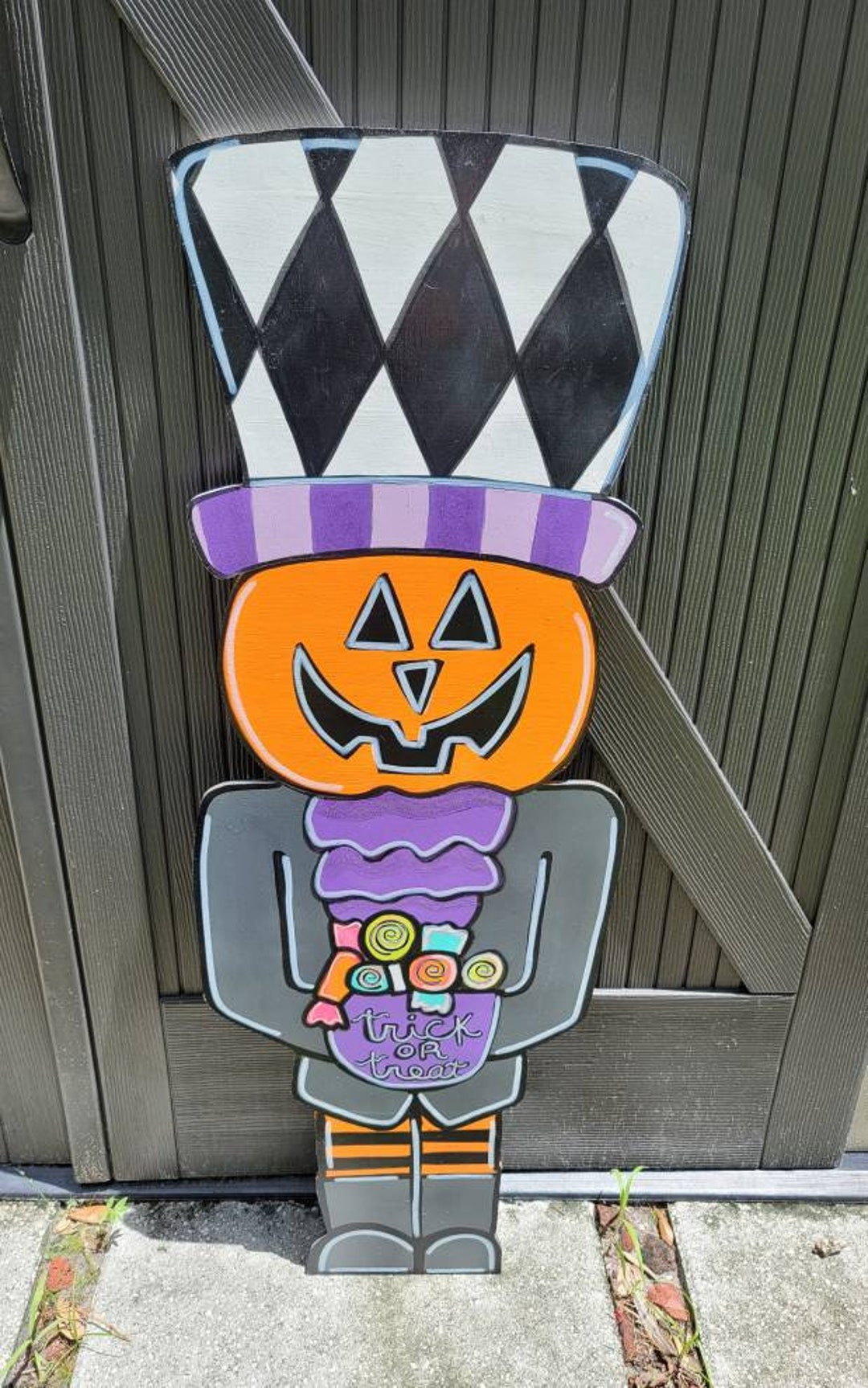39x14 Porch Lean Halloween Pumpkin Butler With Candy Bowl, Super Cute ...