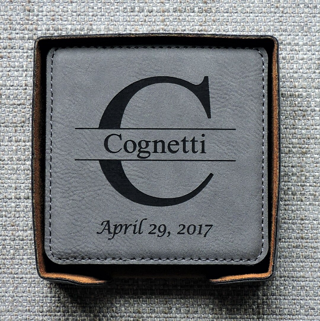 Gray Coasters, Monogramed Drink Coasters Personalized - Etsy