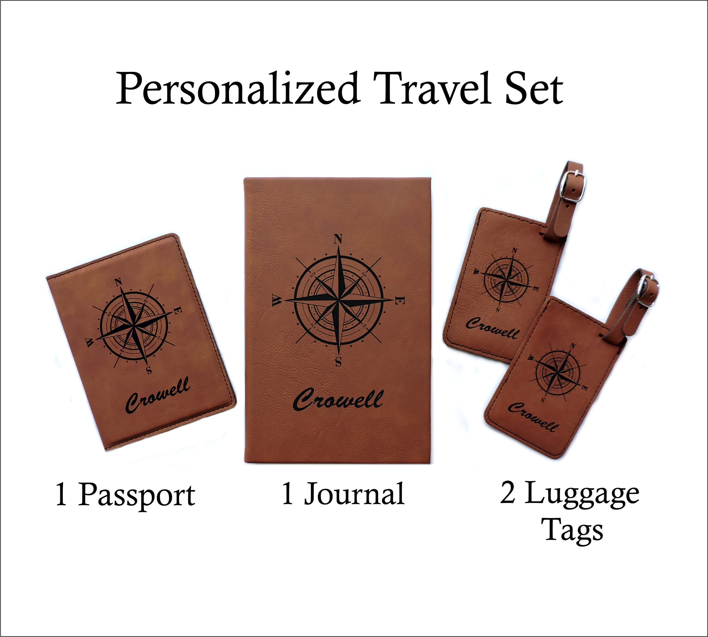 Travel Gift Set One Personalized Journal Two Personalized | Etsy