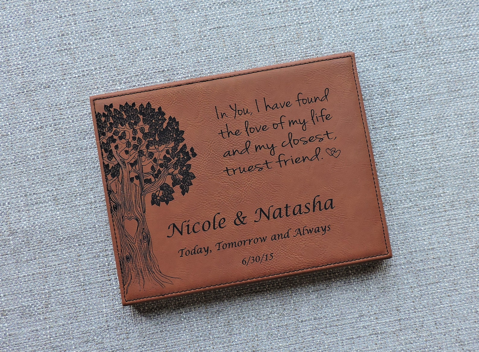 Leather Anniversary Gift 3rd Anniversary Personalized Plaque | Etsy