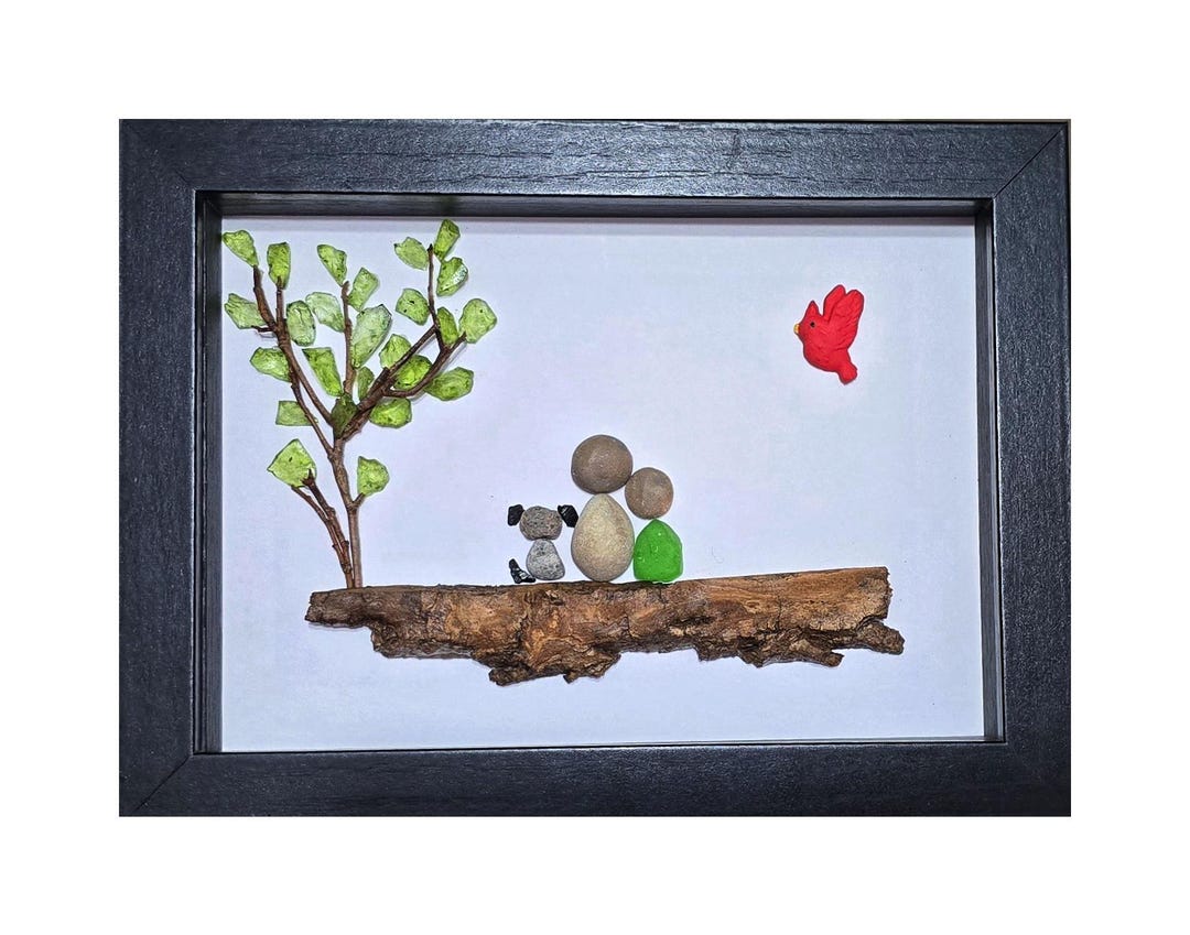 Pebble Art Couple With a Dog, Rock Art Couple, Pebble Art Couple ...